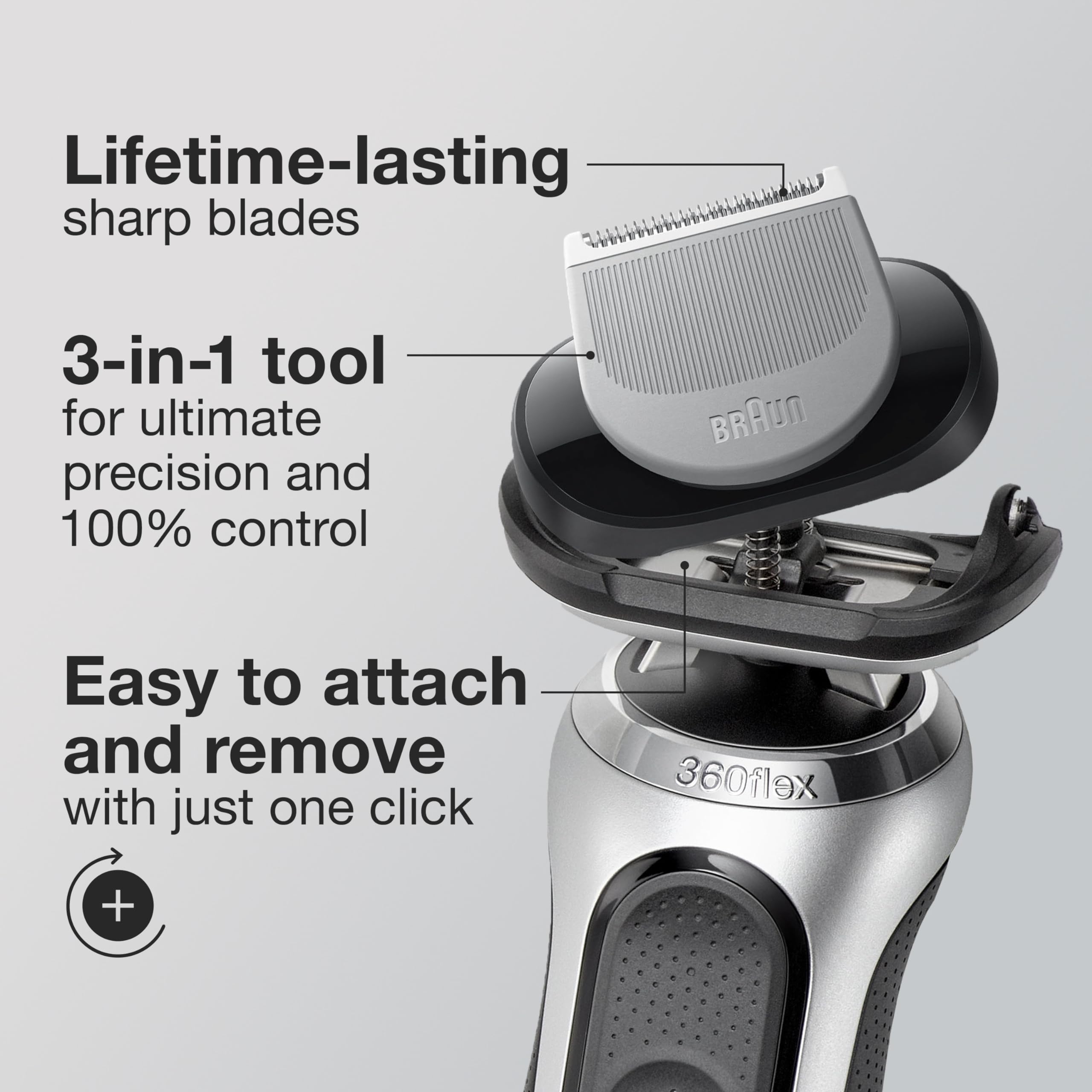 Braun EasyClick Body Groomer Attachment for Series 5, 6 and 7 Electric Razor, Compatible with Electric Shavers 5018s, 5020s, 6075cc, 7071cc, 7075cc, 7085cc, 7020s, 5050cs, 6020s, 6072cc, 7027cs