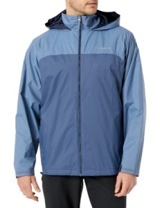 columbia men's glennaker lake lined rain jacket, dark mountain/bluestone, small