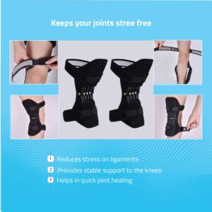 Logybrid Power Knee Stabilizer Pads Pair, 1 Pair Premium Powerknee Brace Joint Support with 4 Powerful Springs, Protective Booster Gear for Men/Women Preventing Excessive Knee Flexion