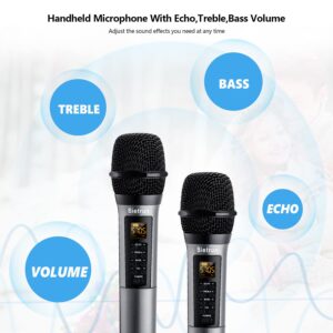 Bietrun Wireless Microphones with Echo,Treble,Bass&Bluetooth,160FT Range,Portable UHF Handheld Karaoke Dynamic Microphone System with Rechargeable Receiver for Karaoke,Singing,Amp,PA System,DJ,Stage