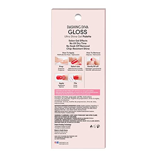 Dashing Diva Gloss Ultra Shine Gel Nail Strips 34 Strips & Nail File (Inside Edition)