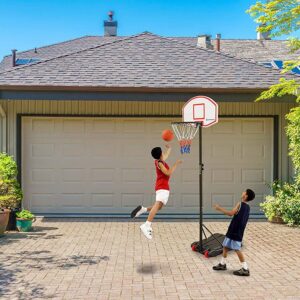 Basketball Hoop for Kids Portable Height-Adjustable [6.5FT - 8 FT] Sports Backboard System Stand w/Wheels