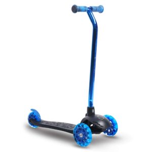 sullivan 3 wheel scooter for kids | kids scooter with led light-up wheels, anti-slip deck, t-bar, abec 5 bearings & rear brake | mini scooter for toddlers ages 3 and up