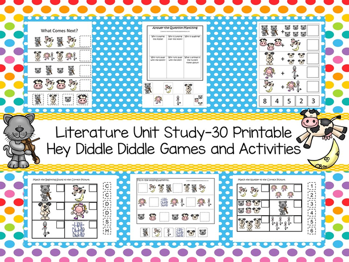 Literature Unit Study-30 Printable Hey Diddle Diddle Games and Activities