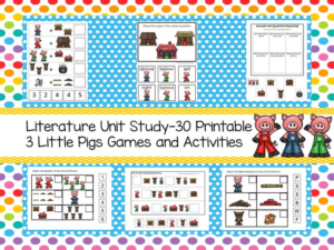 literature unit study-30 printable 3 little pigs games and activities