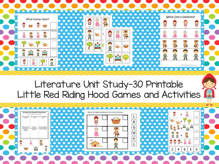 Literature Unit Study-30 Printable Little Red Riding Hood Games and Activities