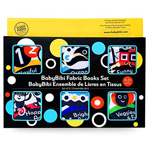 Cloth Books (Set of 6). High Contrast Soft Books. Black and White Images Encourage Infant Development – Suitable for Babies and Toddlers from 3 Months