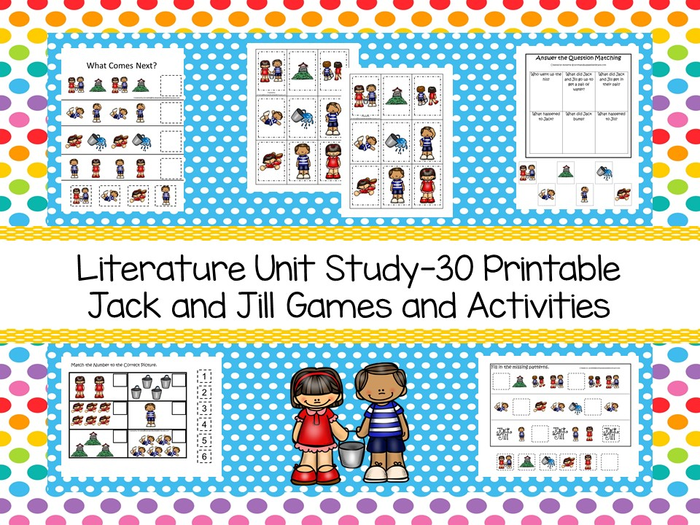 Literature Unit Study-30 Printable Jack and Jill Games and Activities