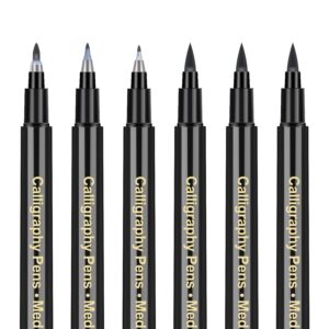 akarued calligraphy pens kits for beginners - 6 pack calligraphy pen, modern caligraphy brush pen set for writing, journaling, drawing, letter for adults, markers, hand lettering pens, back to school