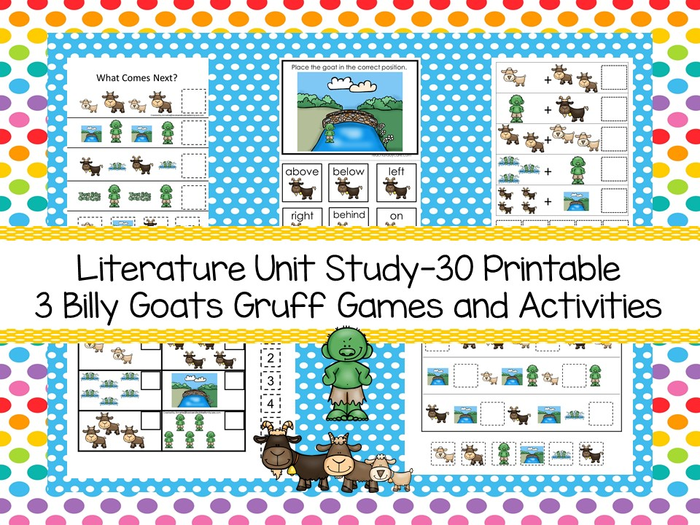 Literature Unit Study-30 Printable 3 Billy Goats Gruff Games and Activities