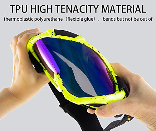 DPLUS Motorcycle Goggles , Dirt Bike ATV Goggles Anti-UV Adjustable Riding Offroad Protective Combat Tactical Military Goggles for Men Women Kids Youth Adult (Yellow Gold)