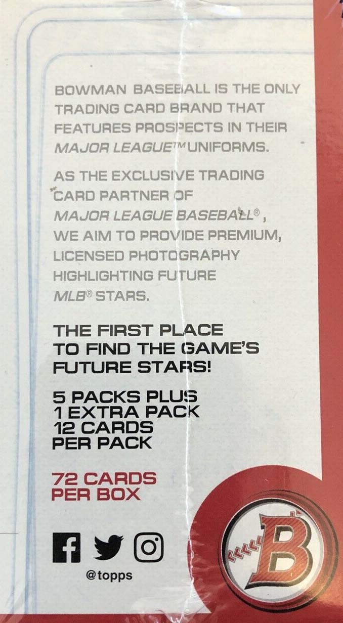 2020 Bowman MLB Baseball BLASTER box (6 pks/bx)