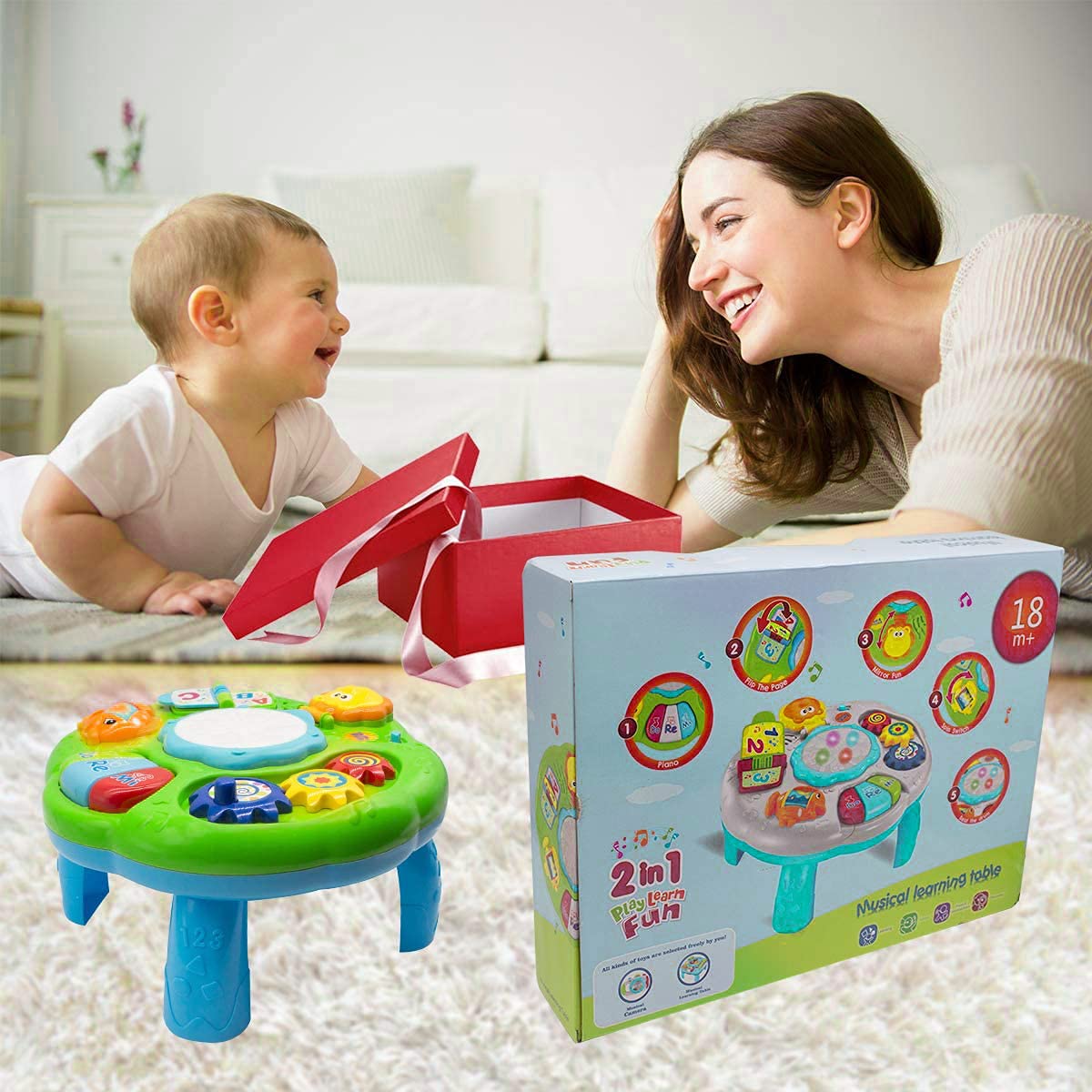 Baby Toys, Musical Learning Table Activity Center for Babies Infant Toddler Year 1 3 6 12 18 Months