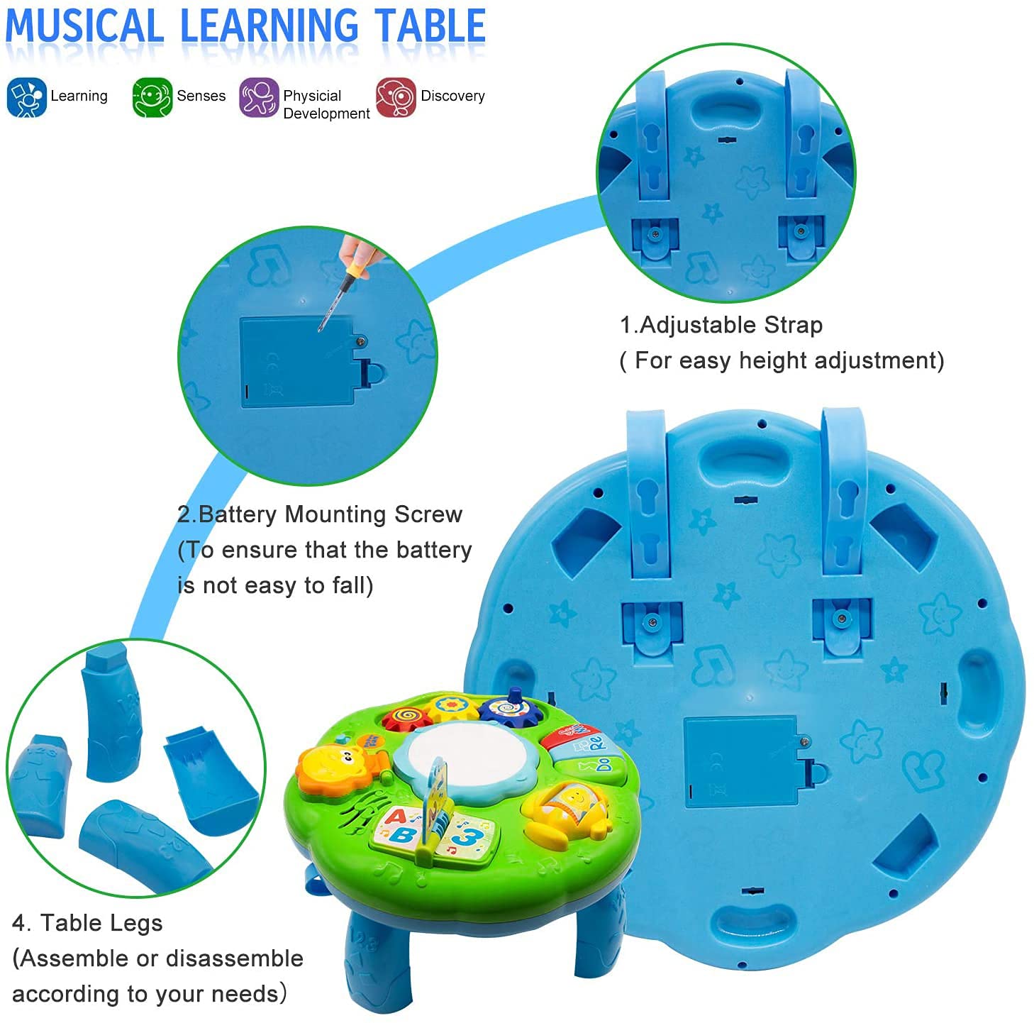 Baby Toys, Musical Learning Table Activity Center for Babies Infant Toddler Year 1 3 6 12 18 Months