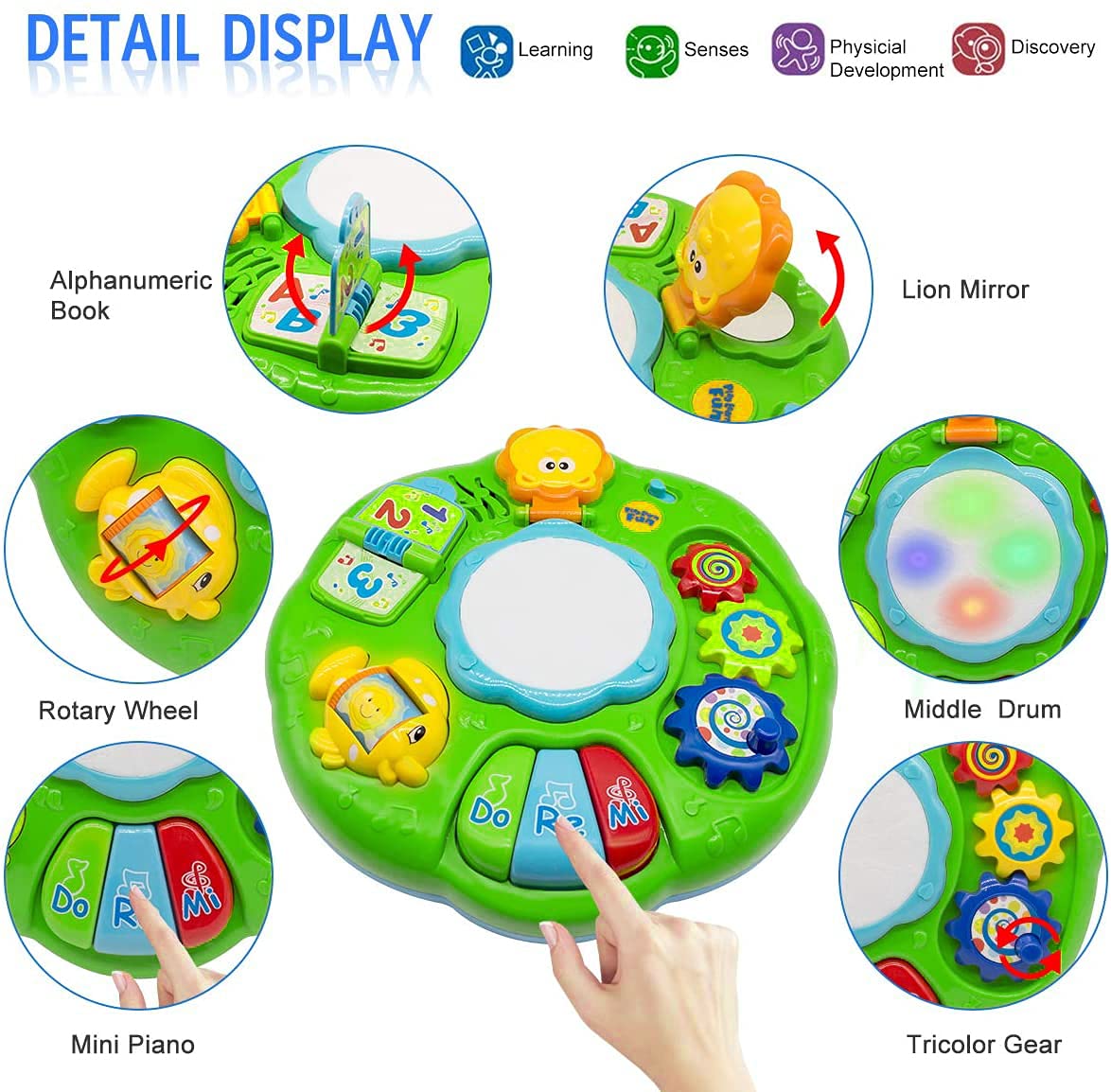 Baby Toys, Musical Learning Table Activity Center for Babies Infant Toddler Year 1 3 6 12 18 Months