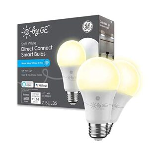 ge lighting cync smart led light bulbs, bluetooth and wi-fi enabled, alexa and google assistant compatible, soft white (2 pack) packaging may vary