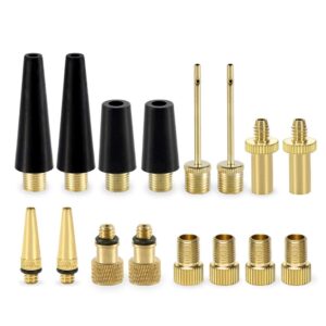 yasi bicycle presta schrader valve adaptor, 16pcs brass bike pump adapters, ball pump needle, balloon inflatable toys nozzle inflator adapter, air pump accessories for standard pump or air compressor