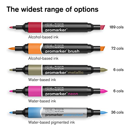 Winsor & Newton ProMarker Watercolor Marker Set, 12 Count, Basic Tones