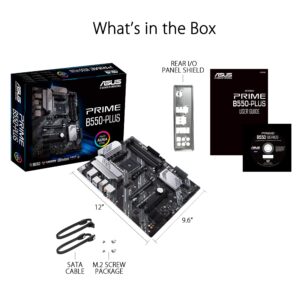 ASUS Prime B550-PLUS AMD AM4 Zen 3 Ryzen 5000 & 3rd Gen Ryzen ATX Motherboard (PCIe 4.0, ECC Memory, 1Gb LAN, HDMI 2.1, DisPlayPort 1.2 (4K@60HZ), Addressable Gen 2 RGB Header and Aura Sync).