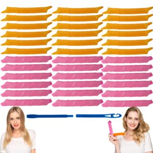 eqard no heat hair curlers 36pcs heatless spiral curlers styling rollers kit magic hair curlers curls with styling hooks for home salon diy most kinds of hairstyles