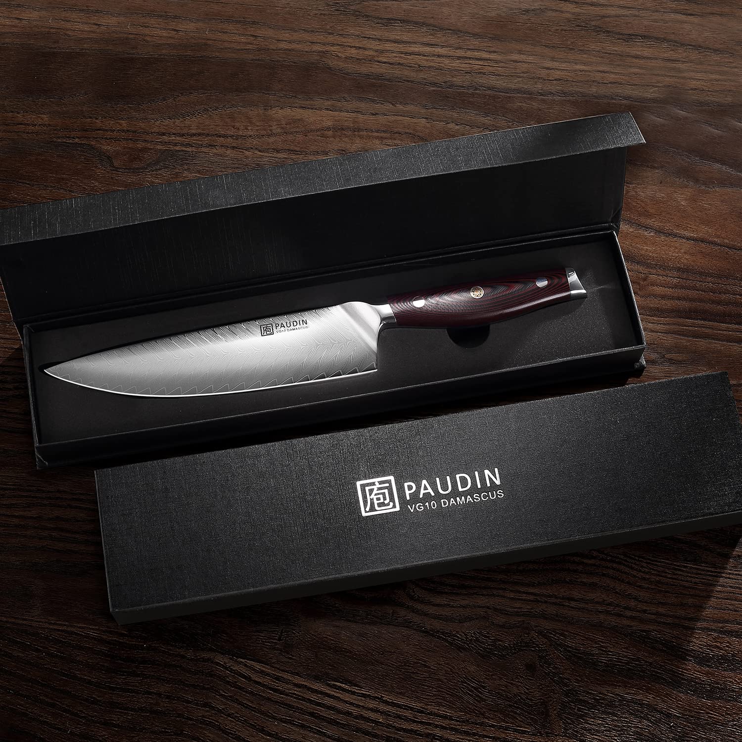 PAUDIN Damascus Chef Knife, 8 Inch Japanese High Carbon 67-layers VG10 Stainless Steel Kitchen Knife, Ultra Sharp Kitchen Knives with Full Tang Ergonomic G10 Handle for Kitchen and Restaurant