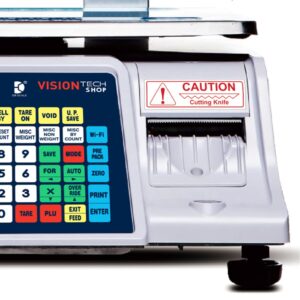 VisionTechShop DLP-300 Label Printing Scale Pole Display, 30/60lbs Capacity, 0.01/0.02lbs, NTEP Legal for Trade with a Free 1 case CAS LST-8010 UPC Label, 58 x 40mm