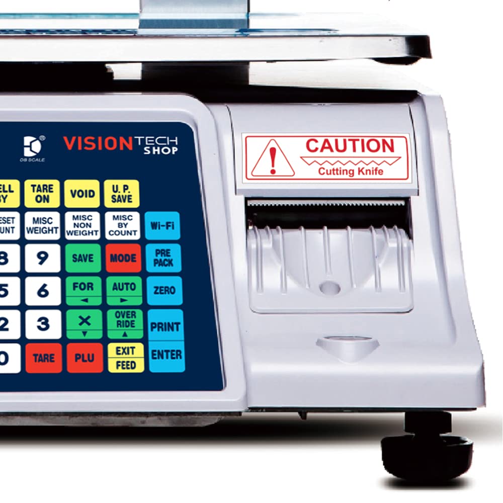 VisionTechShop DLP-300 Label Printing Scale Pole Display, 30/60lbs Capacity, 0.01/0.02lbs, NTEP Legal for Trade with a Free 1 case CAS LST-8010 UPC Label, 58 x 40mm