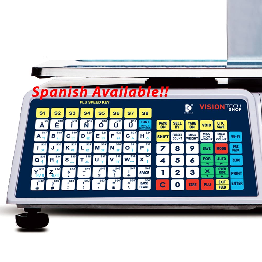 VisionTechShop DLP-300 Label Printing Scale Pole Display, 30/60lbs Capacity, 0.01/0.02lbs, NTEP Legal for Trade with a Free 1 case CAS LST-8010 UPC Label, 58 x 40mm