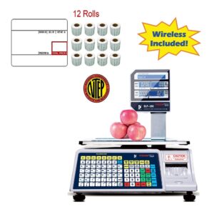 VisionTechShop DLP-300 Label Printing Scale Pole Display, 30/60lbs Capacity, 0.01/0.02lbs, NTEP Legal for Trade with a Free 1 case CAS LST-8010 UPC Label, 58 x 40mm