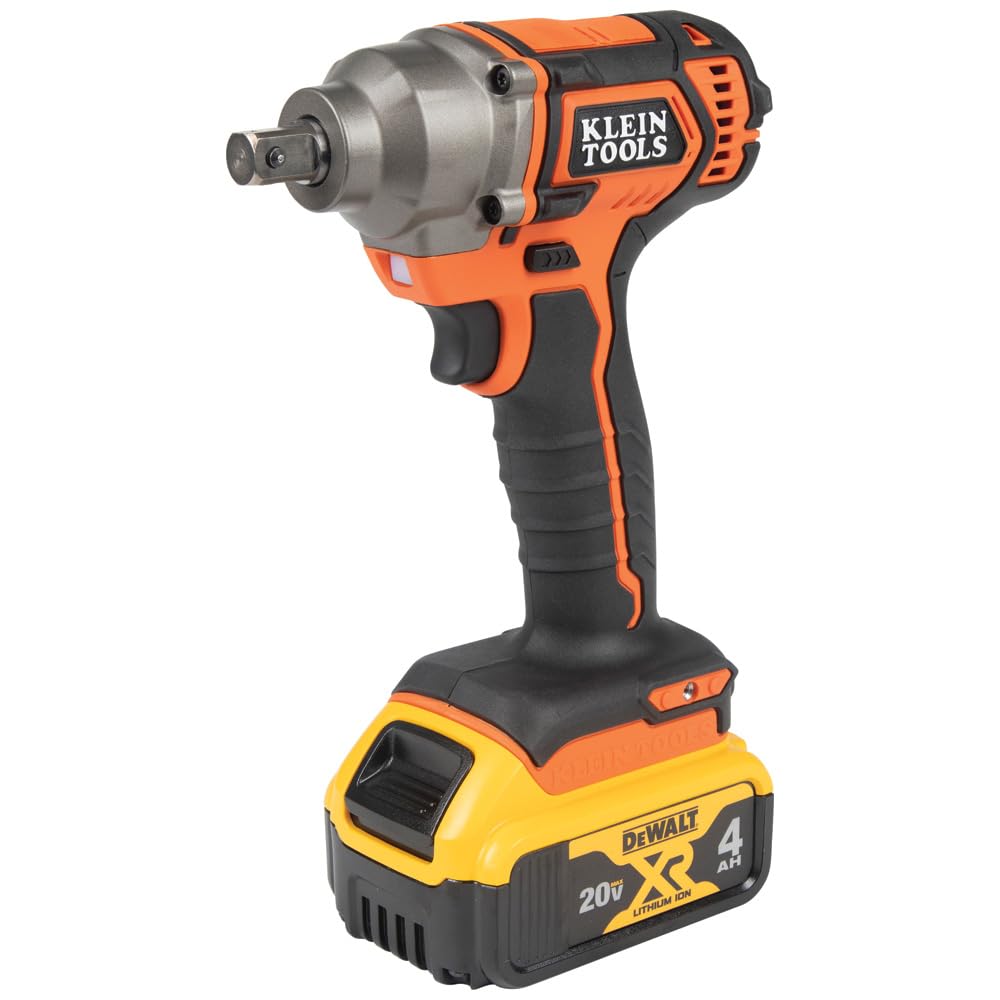 Klein Tools BAT20CW1 1/2-Inch Battery-Operated Impact Wrench Kit, Compact Design for Excellent Control in Tight Spaces