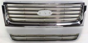 garage-pro grille assembly compatible with 2006-2008 ford explorer chrome shell and insert with emblem provision