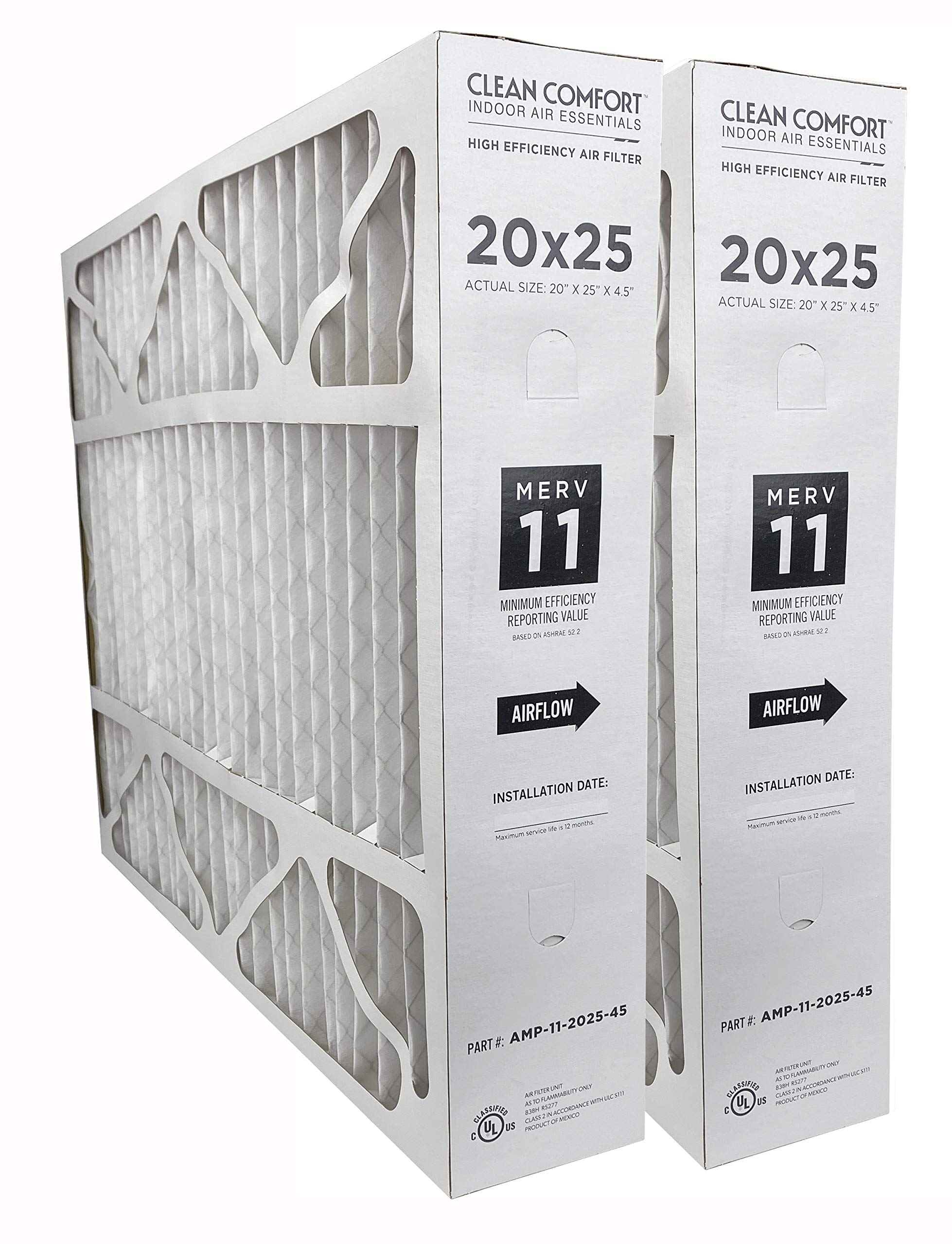 Clean Comfort AMP-11-2025-45 (1-Pack) - 20" x 25" x 4.5" Media Air Filter, MERV 11