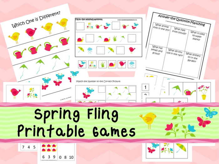 30 Printable Spring Fling themed Games and Activities