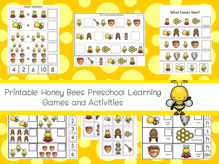 Printable Honey Bees Learning Games and Activities