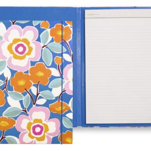 Kate Spade New York Blue Leatherette Notepad Folio, Professional Padfolio with Lined Writing Pad, Interior Pocket, and Pen Loop, Pop Floral