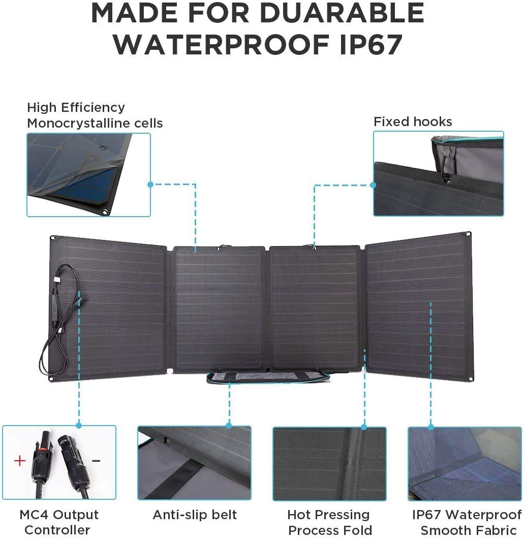 EF ECOFLOW Solar Generator DELTA 1260Wh with 110W Solar Panel, 6 X 1800W (3300W Surge) AC Outlets, Portable Power Station for Outdoor Camping RV High-Power Appliances Emergency