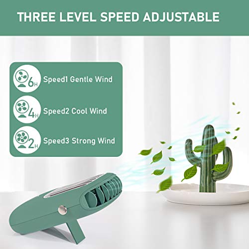 YVMVDV USB Mini Portable Fan, Rechargeble Portable Handheld Personal Fan,Rechargeable Necklace Fan with Adjustable Lanyard 3 Speed Wearable Mini USB Personal Fan for Eyelash Women Kids,Men(Green)