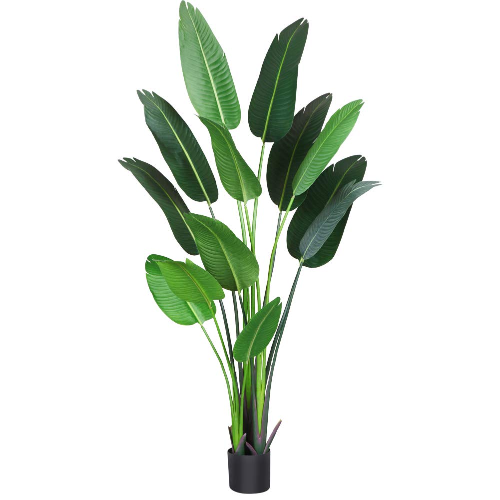 FOPAMTRI Artificial Bird of Paradise Plant 6 Feet Fake Palm Tree with 13 Trunks Faux Tree for Indoor Outdoor Modern Decoration Feaux Plants in Pot for Home Office Perfect Housewarming Gift