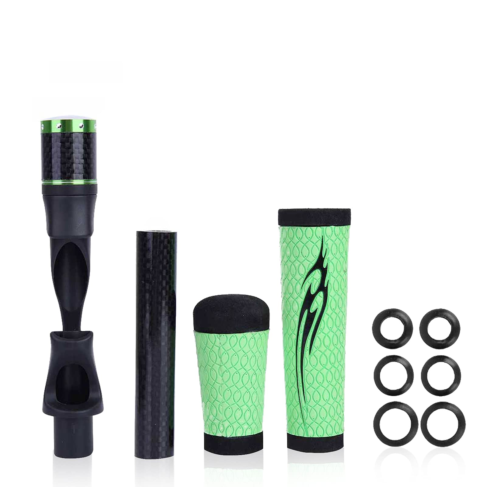 4Pcs Spinning Fishing Rod Handle, Rod Building Kit Soft PU Rod Holder Green for Rod Building Grip with Reel Seat