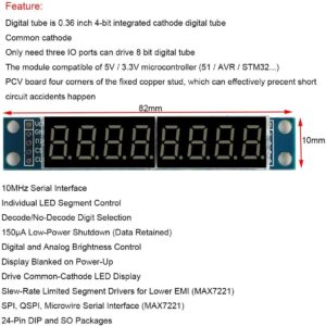 DEVMO 4pcs 8-Digit 7 Segment Module MAX7219 8 Bit Digital Segment Tube LED Display Module Supports Cascade Eight Bit Serial 3 IO Ports Compatible with Ar-duino MCU/51/AVR/STM32