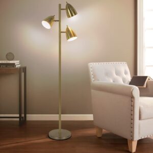 hykolity Industrial LED Reading and Floor Lamp for Living Rooms, Bedrooms, Mid Century Modern Adjustable 3 Light Floor Lamps, Standing Tall Pole Lamp, Bulb Sold Separately