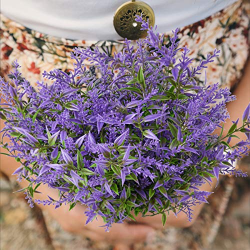 Artificial Flowers Lavender 8 Bundles,Fake Flowers Lavender, Plastic Flowers Artificial for Decoration,Wedding,Garden,Patio,Purple