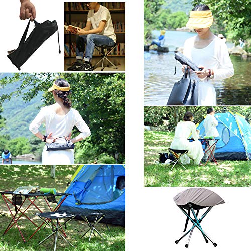 LIBOSULV Folding Camping Stool, Retractable Camping Chair, Super Compact, for Travel, Hiking, Gathering, Barbecue, with Carry Bag, Storage Size 11.61"x2.56"x2.56"