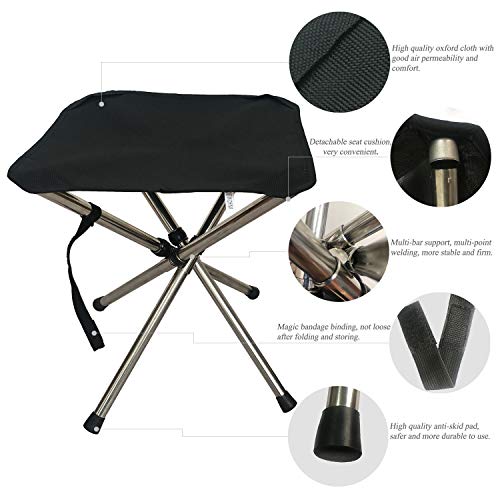 LIBOSULV Folding Camping Stool, Retractable Camping Chair, Super Compact, for Travel, Hiking, Gathering, Barbecue, with Carry Bag, Storage Size 11.61"x2.56"x2.56"