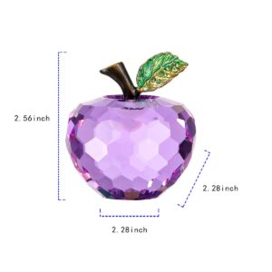 Vie jeune Crystal Apple Figurine Paperweight, Handmade Statue Ornament Home Decoration, Collectible Crystal Crafts, Come with Gift Box, Great Gift for Birthday Holidays Christmas (Purple-60mm)