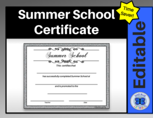 summer school certificate gray border