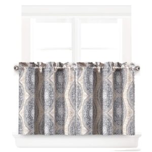 driftaway adrianne thermal and room darkening kitchen tier window treatment set of 2 each 30 inch by 24 inch plus 2 inch header beige and gray