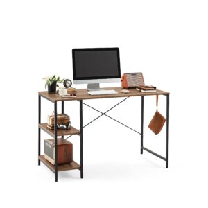 LINSY HOME Computer Desk 47 Inch, Home Office Desk with 2-Tier Storage Shelf, Writing Laptop Table for Gaming Study Working, Easy Assembly, Rustic Brown