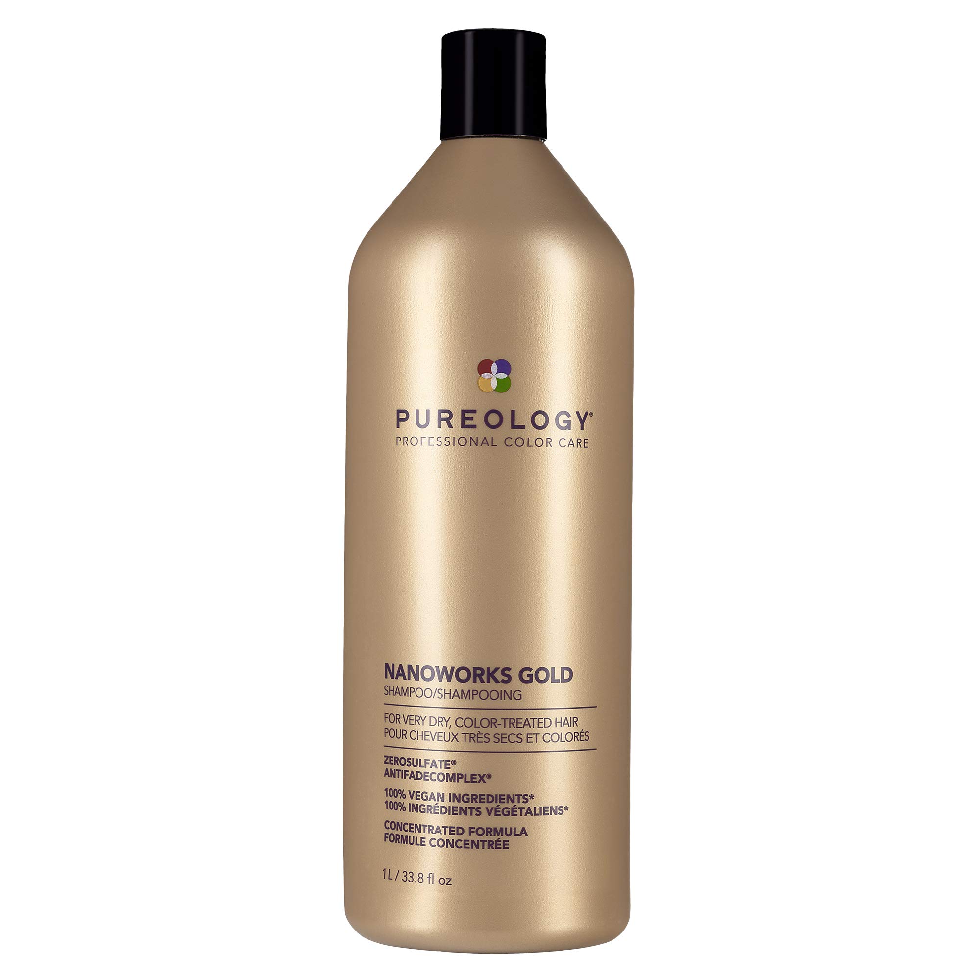 Pureology Nanoworks Gold Shampoo | For Very Dry, Color-Treated Hair | Renews Softness & Shine | Sulfate-Free | Vegan