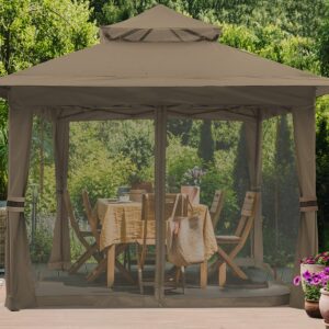 ABCCANOPY Pop Up Gazebo 13x13 - Outdoor Canopy Tent with Mosquito Netting for Patio Garden Backyard (Brown)